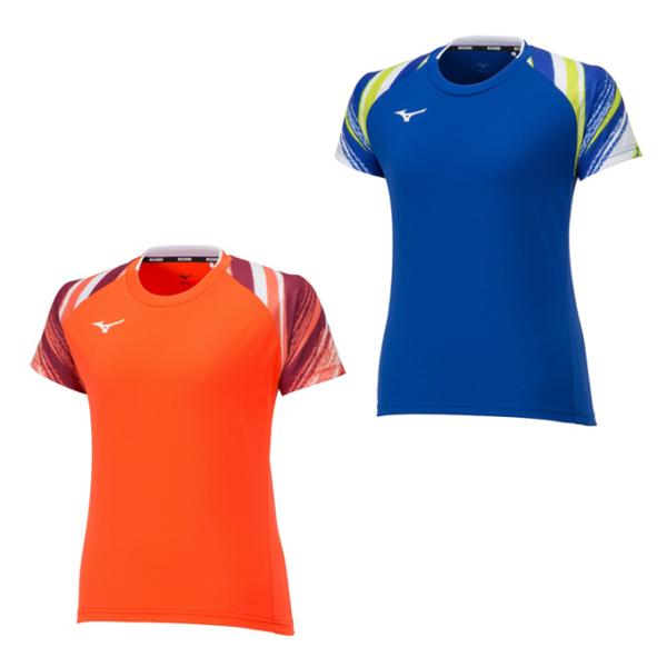 吸汗速乾性を備えたプリントゲームシャツ■カラー：25SFBL ( サーフブルー )57SLOR ( ソレイユオレンジ )■サイズ：S ( 後丈/56cm、胸回り/90cm、肩幅/36.8cm、袖丈/13cm )M ( 後丈/58cm、胸回り...