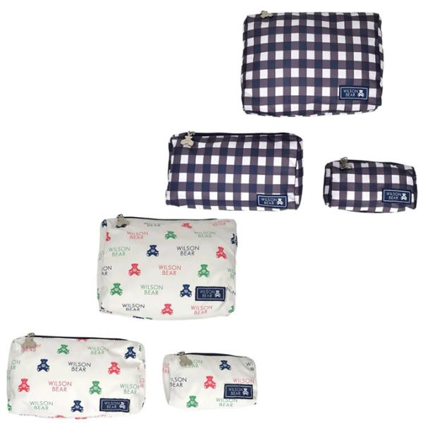 ONE BEARシリーズのコスメティックバッグ。収納量に応じて3サイズを使い分ける事できます。■カラー：WHITE、NAVY■サイズ：Small/8x18x13cmMedium/15x18x18cmLarge/15x36x26cm■材質：ポ...