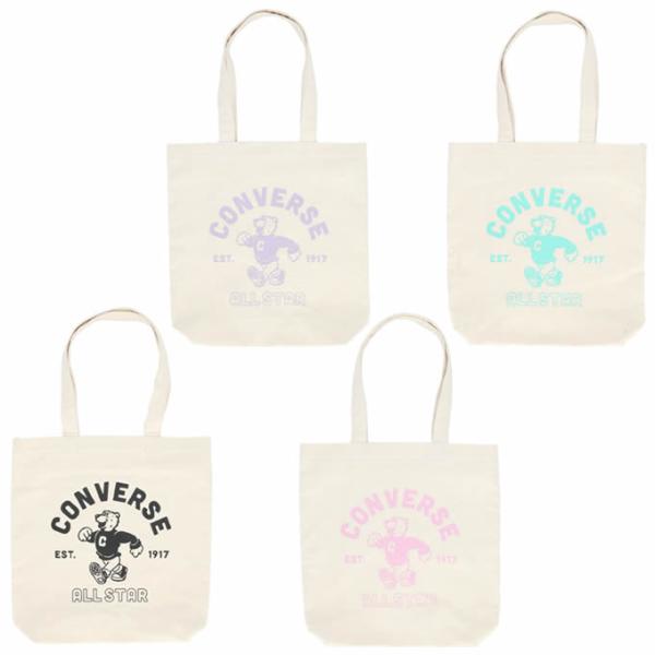 色落ちしにくい綿素材のトートバッグ。天ファスナー付。コンバースベアのデザインが目を引きます。■カラー：1219( アイボリー×ブラック )1241( アイボリー×パステルグリーン )1261( アイボリー×パステルピンク )1271( アイ...