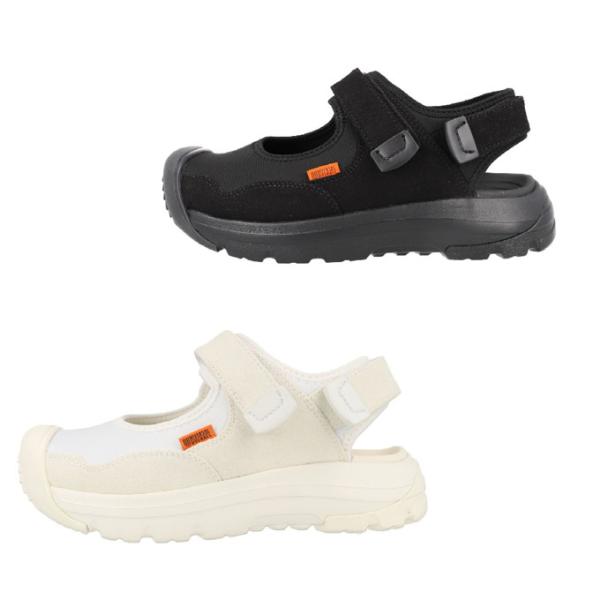 汎用性と快適さを追求してデザインされています。ポリエステルと人工皮革の対照的なアッパー素材で作られたタイプのスニーカーサンダルです。調整可能なベルクロストラップとクッション性に優れたEVAゴムソールで、一日中快適に過ごせます。■カラー：OF...