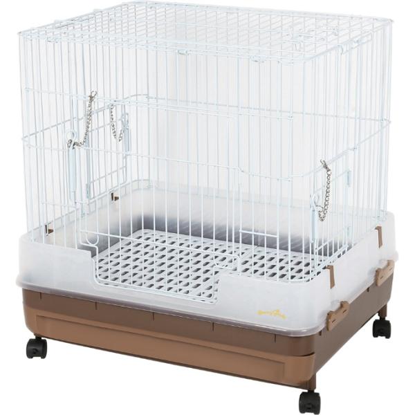 カンタンおそうじ機能でうさちゃんとの生活をもっと快適に。使いやすさ、掃除のしやすさを追求したラビットケージです。■カラー：茶■サイズ：幅635×奥行500×高さ600mm※製品によって仕上りサイズに多少の誤差がありますのでご了承下さい。■素...