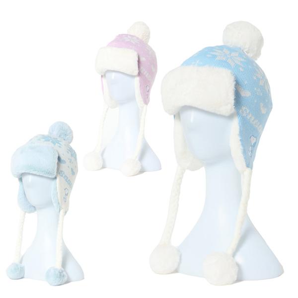 ■カラー：WH、LA、SX■素材：本体　アクリル95%、ポリエステル5%別布　ポリエステル100%裏地　ポリエステル100%■原産国：中国検索ワード：帽子 ニットキャップ ビーニー キッズ