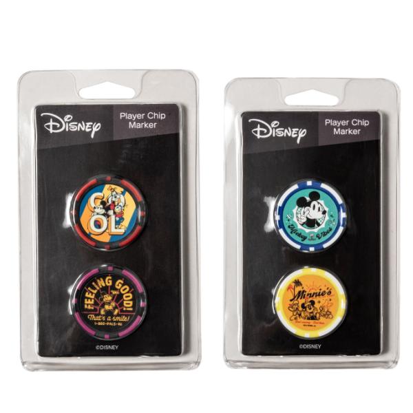 ディスニーキャラクター多数を模した2枚組みチップマーカー。表裏で異なるデザインを採用。■カラー：マルチA(9A)、マルチB(9B)■素材：ポリスチレン、メタル■原産国：中国