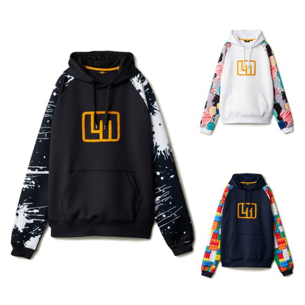 無地部分に表面感のあるオックス調のダンボールニット素材を使用したパーカー。無地と柄の切替と胸のサガラ刺繍が一枚でインパクトを与えます。ゴルフはもちろん、タウンユースにも最適な汎用性の高いアイテムです。■カラー：998(ブラック)、999(ホ...