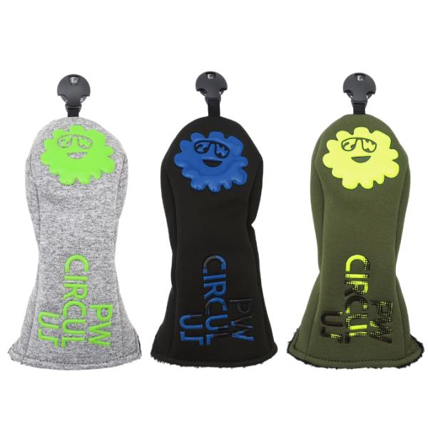 【2025 秋冬 新色追加！】人気のヘッドカバーのネオプレン素材に新色が登場！【DETAIL】PWブランドロゴと、にこにこ笑顔のブランドキャラクターがくっきりと目立ち、カートがどこにあるかすぐわかる！同時発売のキャディバッグや、アイアンカバ...