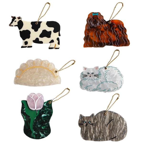 ■カラー：COWFLUFFY CATGRAY CATGYOZATULIPWAVY DOG■サイズ(cm)：COW/W10.5×H6.6×D0.5WAVY DOG/W9.5×H7.3×D0.5TULIP/W6.4×H9.3×D0.5FLUFF...