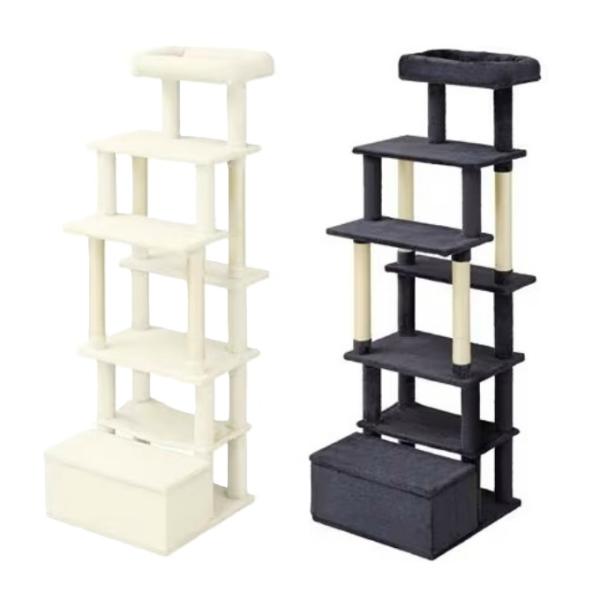 ■カラー：ダークグレー、ホワイト■サイズ：幅/510mm×奥行/600mm×高さ/1,575mm※製品によって仕上りサイズに多少の誤差がありますのでご了承下さい。■重量：16.1kg■素材：木製部分/パーティクルボードつめとぎポール/麻縄生...