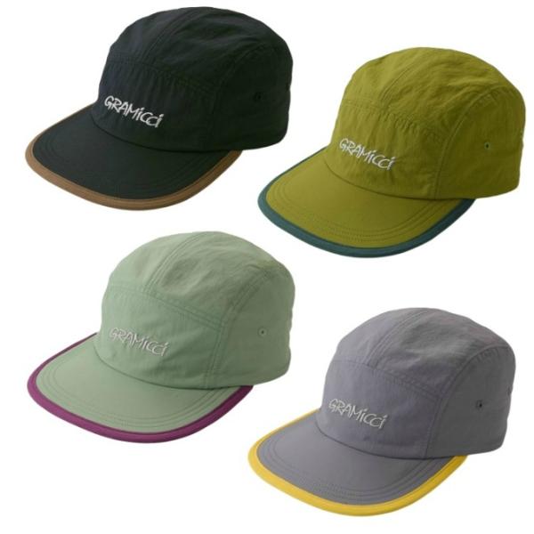 ５パネルのNYLON GRAMICCI CAPは、ドローコードによるアジャスター仕様でサイズ調整が可能です。工場での廃棄対象であるナイロン糸クズやナイロンチップを回収し製糸された100%リサイクル素材である、ドライタッチと洗いを施したような...