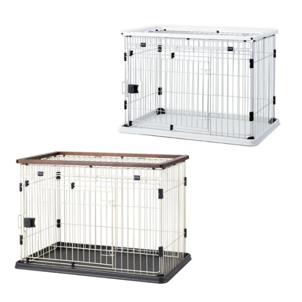 スタイリッシュでおしゃれな室内用犬ケージ■カラー：茶、白■サイズ：使用時/W890×D590×H610mm※製品によって仕上りサイズに多少の誤差がありますのでご了承下さい。■素材：木製フレーム/天然木 ( ラッカー塗装仕上げ )フェンス/ス...