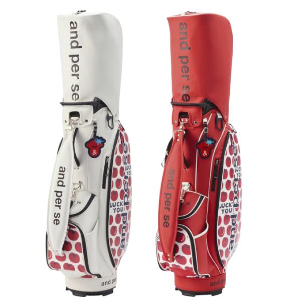 POPでCUTEなトマト柄のキャディバッグです。9型口枠5分割、47インチ対応。3.7kg。オリジナルプレート付きです。カラフルでラウンドが楽しくなるデザインです。■カラー：WH(10) ( ホワイト )RD(40) ( レッド )■サイズ...