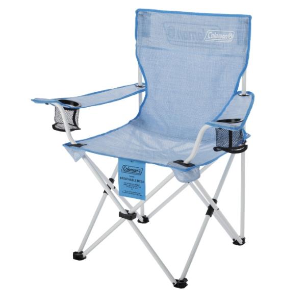 涼しいメッシュ素材で水濡れにも強いカップホルダー付き収束チェア■カラー：クリスタルブルー■サイズ：横幅/約81cm、高さ/約87cm、奥行/約53cm■収納サイズ：約14×14×87(h)cm※製品によって仕上りサイズに多少の誤差があります...