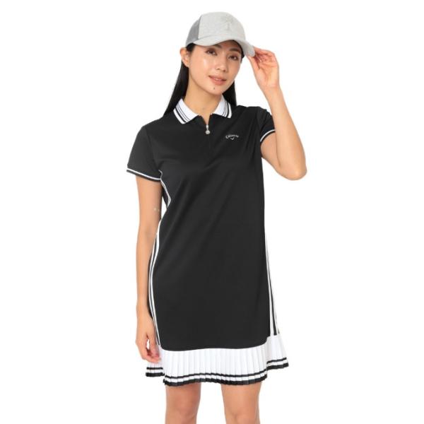 裏面(肌面)がひんやりする接触冷感の機能と、表面が-3℃遮熱する機能を持った「-3℃裏クール」素材使用。ハーフジップデザインやライン入りの襟、袖口リブ、脇のラインテープでスポーティーさを、裾の異素材プリーツでフェミニンさを表現したワンピース...