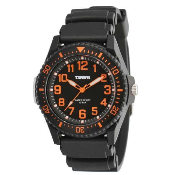 逆回転式ベゼル付きアナログ腕時計です。■カラー：OR■サイズ：横幅/4.3cm×高さ/24cm■重量：0.36g■素材：ABS/ウレタン■機能：・10気圧防水・逆回転式ベゼル付き・蓄光インデックス/針■原産国：中国検索ワード：ランニングウォ...