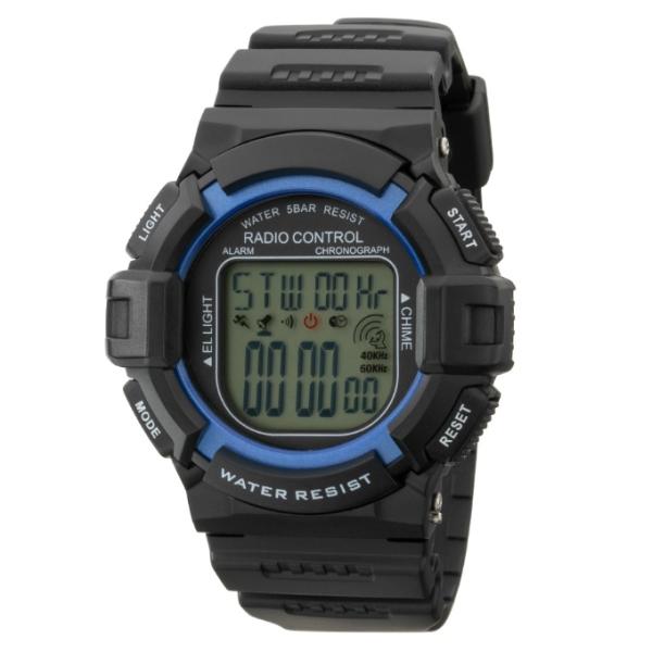 ストップウォッチ機能付きでスポーツ等にも使えます！■カラー：BK■サイズ：横幅/5.3cm×高さ/26cm■重量：0.56g■素材：ABS/ウレタン■機能：・電波・ストップウォッチ・ELライト・アラーム・チャイム・タイマー・カレンダー・第2...