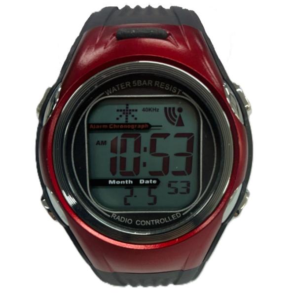 ストップウォッチ機能付きでスポーツ等にも使えます！■カラー：RD■サイズ：横幅/4.6cm×高さ/25cm■重量：0.45g■素材：ABS/ウレタン■機能：・電波・ストップウォッチ・ELライト・アラーム・チャイム・タイマー・カレンダー・第2...
