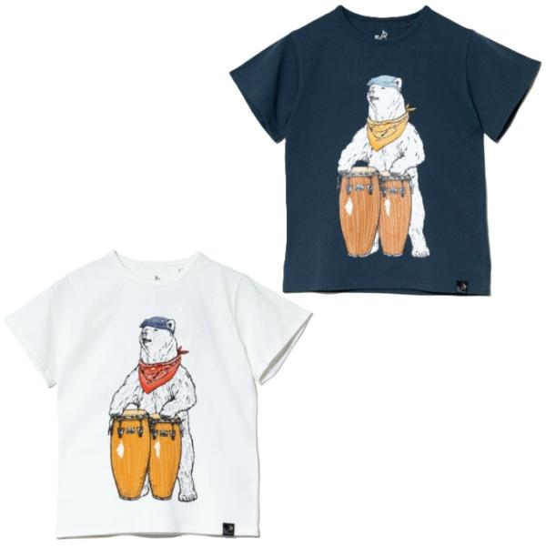 ハンチングを被ったコンガ奏者のクマが主役のグラフィックTシャツ☆リズムを刻む楽しげなデザインで、着るだけで気分が上がる一枚です。ベーシックなサイズ感で動きやすく、デイリーにもぴったり。親子リンクコーデにもおすすめ。デイリーからお出かけまで幅...