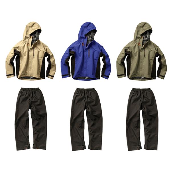 ファン付きウェアの上から着れる涼しいレインスーツ■カラー：ブルー(BLUE)、ベージュ(BEIGE)、モスグリーン(M.GREEN)■サイズ：M、L、XL、2XL(EL)■素材：表地/ポリエステル100%(熱可塑性ポリウレタンラミネート)は...