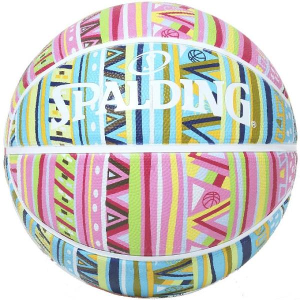 アフリカの民族文様であるトライバル柄をアレンジした、オリジナルパターンを全面にプリントしたラバーボール。アウトドアのプレーに適した耐久性に優れるラバーを使用。■サイズ：5(5号)■素材：ラバー検索ワード：屋外 バスケットボール