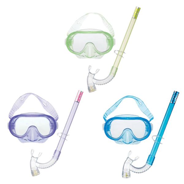 4〜9歳の子供向け ベーシックタイプ■カラー：Cサックス、Cパープル、Cレモン■サイズ：セットマスク/横幅/14cm、高さ/10cm、奥行/9cmセットシュノーケル/高さ/38.6cm、口径/1.7cm■本体重量／耐荷重：280g■素材：プ...