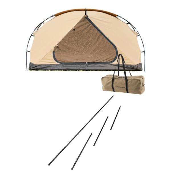 【テント小型テント】■サイズ：使用時 / 220×180×高さ130cm収納時 / 直径21×62cm■素材：フライ / ポリエステル、綿混紡フロア / ポリエステルオックスフレーム / アルミ、FRP■収容人数：2〜3人■フロア耐水圧：2...