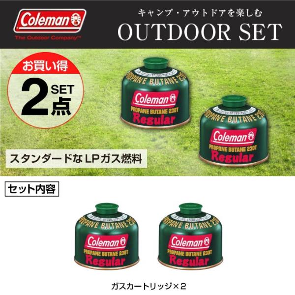 ガスカートリッジの2点セットです。スタンダードなLPガス燃料■サイズ：230g)約φ11×8.8(h)cm検索ワード： アウトドア キャンプ レジャー アウトドアグッズ キャンプ用品 バーベキュー BBQ 燃料 ガス GAS ガス缶 コール...