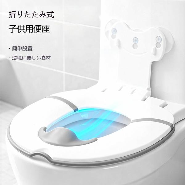 材質：PVC商品名: 子供用折り畳みトイレマット適用年齢: 1  ~ 6歳お子さまのトイレの練習にぴったりの補助便座。無理なく座りやすいように設計されているので、簡単にトイレトレーニングができます。夏はムレにくく、冬は冷えにくいやわらかいク...