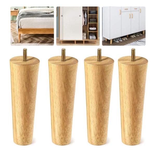 【高級無垢材】：木製家具脚4点セット、表面研磨、防湿、防虫、耐久性があり、光沢があります。長年の使用にも耐えられます。【強力な耐荷重】：4本脚の耐荷重は約800kgで、ソファやコーヒーテーブル、キャビネットなどの重量のある家庭用家具に非常に...