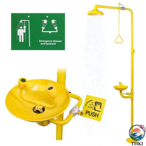 【応用範囲】この緊急洗眼器は石油化学工場、鉄鋼工場、病院、研究所、学校、ガソリンスタンド、消防署などの有害化学物質により緊急シャワー設備が必要な場所にご適用いただけます。【1秒で作業】【PUSH】を押すと、1秒以内で優しい水が流れ出し、?1...