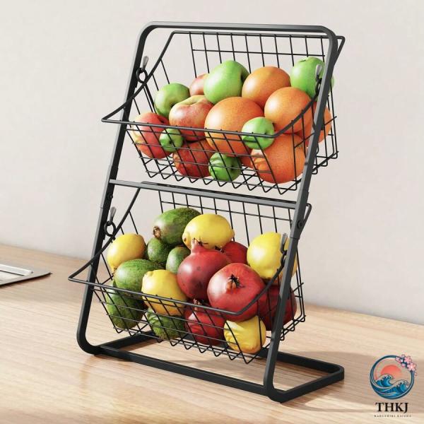 フルーツバスケット クッチーナー収納 省スペース ブラック 多層