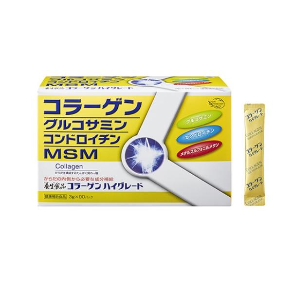 ■特 長「養生」食品 コラーゲン ハイグレードは、豚皮由来の発酵コラーゲンペプチド、鶏軟骨由来のコラーゲン、エビ・カニ由来のグルコサミン、サメ軟骨・鶏軟骨由来のコンドロイチン、ＭＳＭ（メチルスルフォニルメタン）を配合した、からだに必要な成分...