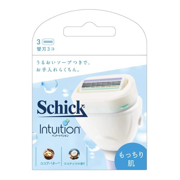 Schick イントゥイション もっちり肌 替刃 3コ入もっちり肌へ。天然由来成分配合のモイスチャーソープ 4枚刃 ムダ毛処理 ボディシェーバー シック 4891228312268 化粧品・化粧小物:女性用カミソリ:替刃広告文責：アットライ...