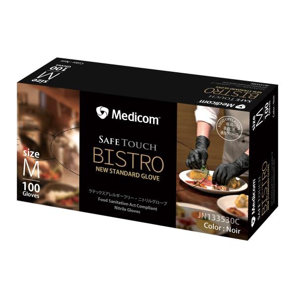 メディコムジャパン セーフタッチ ビストロ ノアール 黒 Mサイズ 100枚 使い捨て手袋守るだけでなく魅せる多用途使い捨てニトリルグローブ 4894476033411 キッチン・お掃除用品:台所消耗品:その他台所用品:その他台所用品広告文...