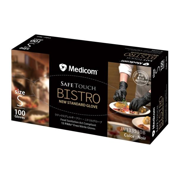 メディコムジャパン セーフタッチ ビストロ ノアール 黒 Sサイズ 100枚 使い捨て手袋守るだけでなく魅せる多用途使い捨てニトリルグローブ 4894476033442 キッチン・お掃除用品:台所消耗品:その他台所用品:その他台所用品広告文...