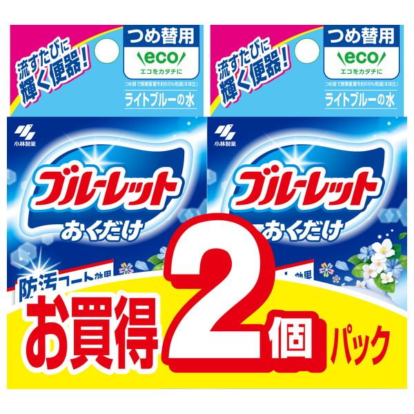 小林製薬 ブルーレット おくだけ つめ替用 2個パック ブルージャスミン トイレ用洗剤4987072088128流すたびに汚れを浮かして落とします、お買得２個組■芳香剤・消臭剤:トイレタンククリーナー広告文責：アットライフ株式会社TEL 0...