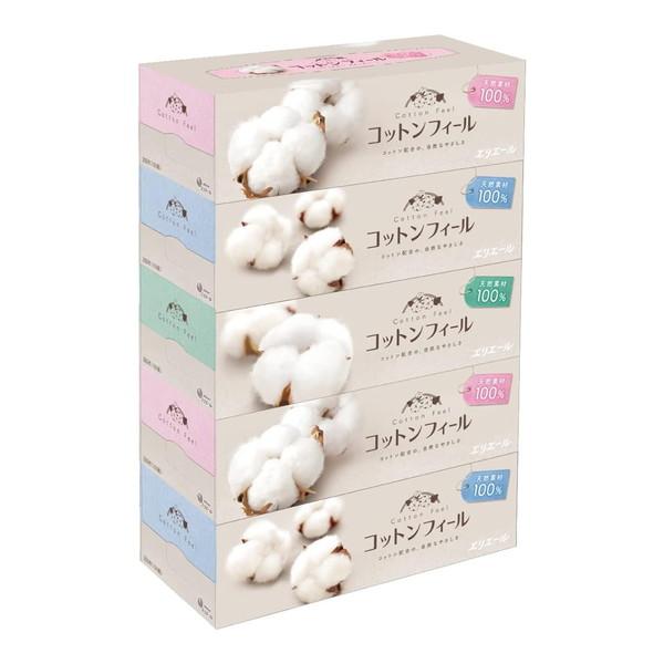 大王製紙 エリエール コットンフィール ティシュ 150組（300枚)×5 ティッシュペーパー天然素材100% 自然のやわらかさを引き出しました 4902011107029 紙製品:ティッシュペーパー広告文責：アットライフ株式会社TEL 0...