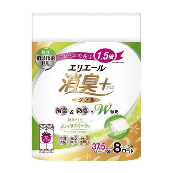 商品名：エリエール消臭+ トイレットティシュー ダブル ほのかに香るナチュラルクリアの香り コンパクト8ロール  内容量：8ロールJANコード：4902011820140発売元、製造元、輸入元又は販売元：大王製紙株式会社原産国：日本商品番号...
