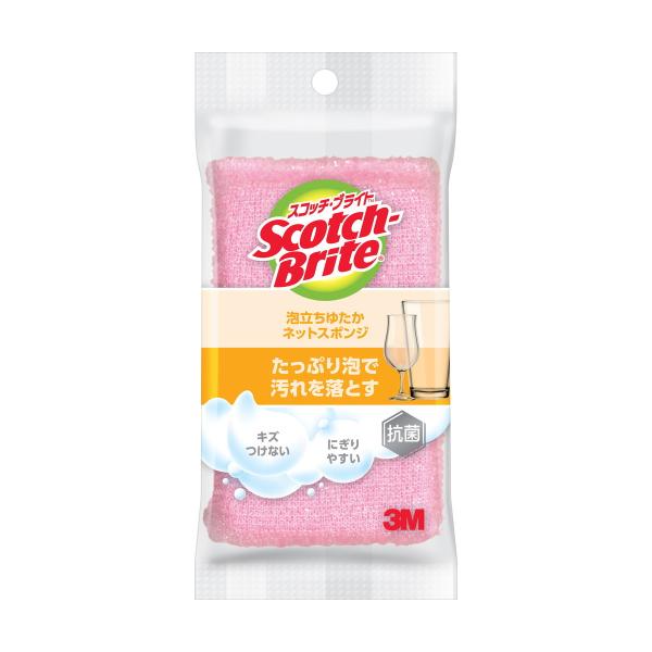 スリーエム 3M 泡立ちゆたか 抗菌 ネットスポンジ ピンク キッチンスポンジ汚れをスッキリ落とし、泡立ちをアップさせ、グラスもピカピカにします 台所用スポンジ 4547452956548 キッチン・お掃除用品:台所消耗品:たわし・ふきん:...