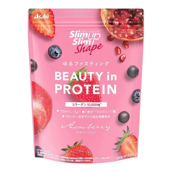 アサヒグループ食品 スリムアップスリム シェイプ BEAUTY in PROTEIN アサイーベリー 300g プロテインゆるファスティングで無理せず、我慢せずカロリーコントロール 4946842650484 広告文責：アットライフ株式会社...