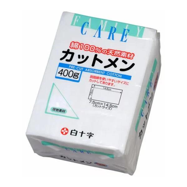 白十字 ファミリーケア FC カットメン 400g 7.5cm×14.5cm脱脂綿を使いやすい大きさにカットした商品です。 脱脂綿 4987603109575 広告文責：アットライフ株式会社TEL 050-3196-1510 ※商品パッケー...