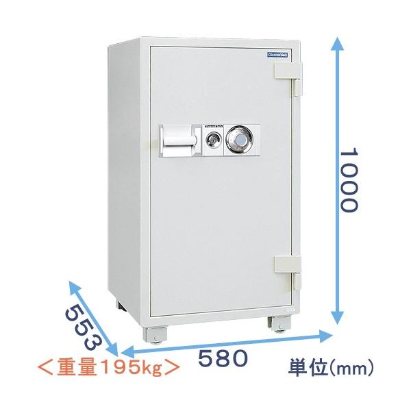 ■基本仕様■型式：ダイヤル式耐火金庫（D100）■外寸：幅５８０×奥行き５５３×高さ１０００ｍｍ■内寸：幅４３３×奥行き３４５×高さ７７３ｍｍ■重量：１９５kg■内容量：１１５Ｌ■カラー：ライトグレー■付属品：鍵２本・引出し用鍵２本・取扱説...