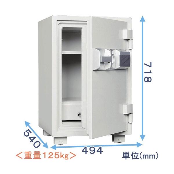 ■基本仕様■型式：テンキー式耐火金庫（DE70）■外寸：幅４９４×奥行き５４０×高さ７１８ｍｍ■内寸：幅３４５×奥行き３４１×高さ５１４ｍｍ■重量：１２５kg■内容量：６０Ｌ■カラー：ライトグレー■付属品：鍵２本・引出し用鍵２本・取扱説明書...