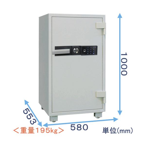 ■基本仕様■型式：指紋認証式耐火金庫（SPS100）■外寸：幅５８０×奥行き５５３×高さ１０００mm■内寸：幅４３３×奥行き３４５×高さ７７３mm■重量：１９５kg■内容量：１１５Ｌ■カラー：ライトグレー■付属品：鍵２本・引出し用鍵２本・取...