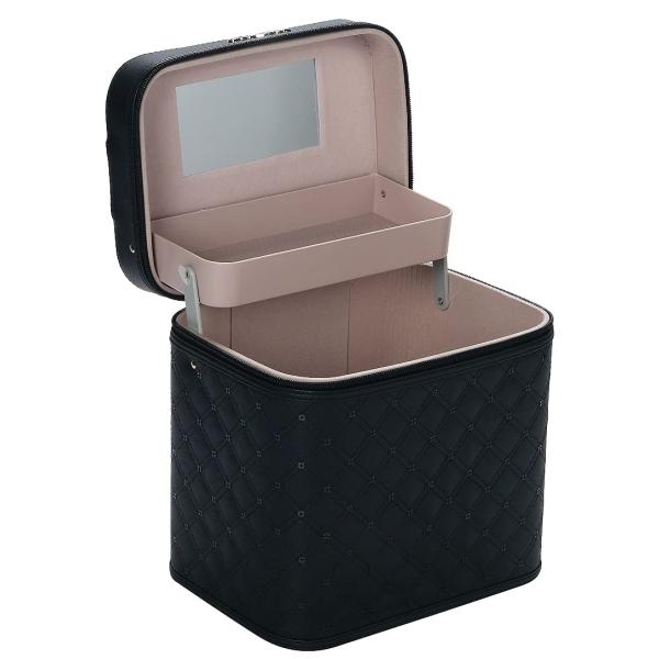 【商品名】　r_planning 化粧箱 メイクボックス コスメボックス 大容量 収納ケース 小物トレー ミラー付 ブラック 【商品説明】　・★★商品詳細は下段「商品の説明」に記載しております★★・サイズ：約25cm×24cm×17.5cm...