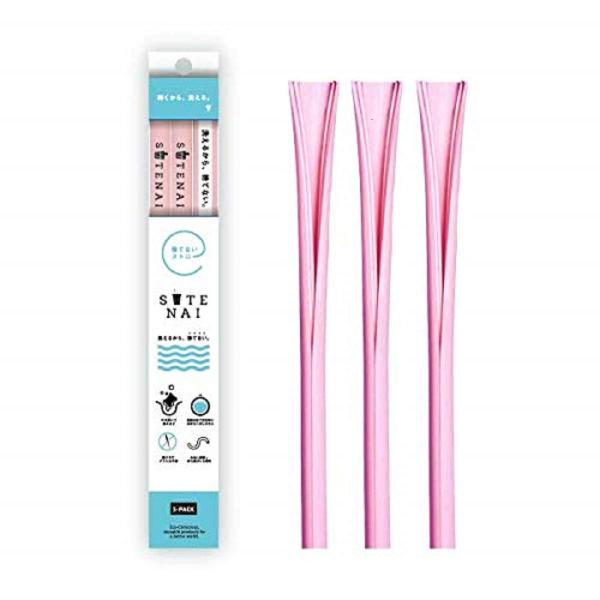 【商品名】　SUTENAI（ステナイ）シリコンストロー ピンク 3本セット STN-004 マイストローに最適 開いて洗えて、ブラシ不要 【商品説明】　・BPAフリー・何度も洗って使えます・日本初の防塵加工、サラサラで汚れにくく、飲み心地も...