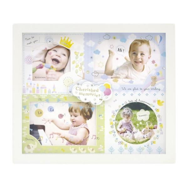 【商品名】　Kishima Amica アミカ フォトフレーム ベビーフレーム 写真立て インテリアフレーム 複数枚 おしゃれ ブルー Blue 280 【商品説明】　・【写真サイズ】サービスサイズ×4 【設置方法】卓上・壁掛け両用・【素材...