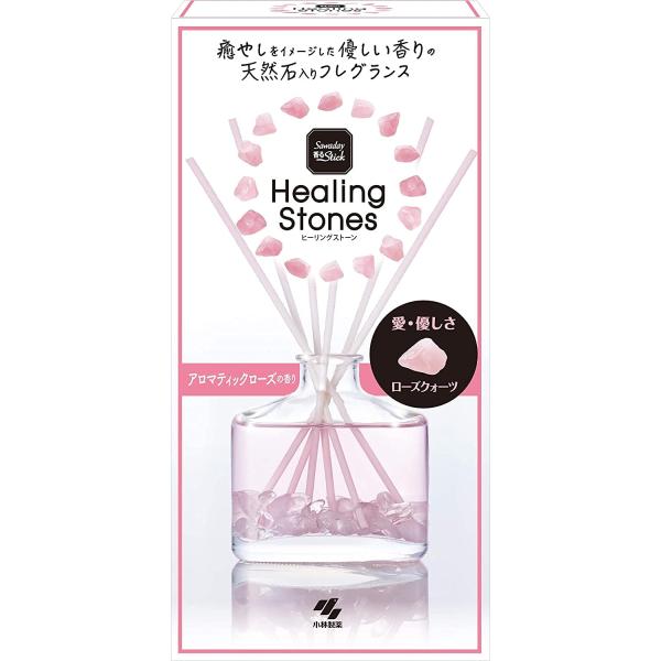 【商品名】　サワデー香るスティック ヒーリングストーン 天然石入り アロマティックローズの香り 芳香剤 部屋用 本体 70ml ルームフレグランス 【商品説明】　・内容量:70ml・商品サイズ (幅×奥行×高さ) :103mm×61mm×2...