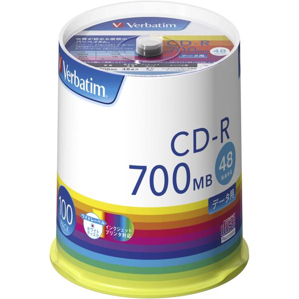 【商品名】　バーベイタムジャパン(Verbatim Japan) 1回記録用 CD-R 700MB 100枚 ホワイトプリンタブル 48倍速 SR80F 【商品説明】　・1回記録用・インクジェットプリンタ対応・倍速:48倍速、ケース:スピン...