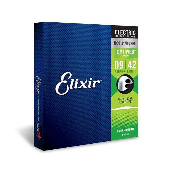 【商品名】　ELIXIR(エリクサー) Elixirエレキギター弦 OPTIWEB Super Light .009-.042 #19002 国内正規品 【商品説明】　・エリクサー弦は特殊で高度なポリマーコーティング技術によって、弦を汗や体...