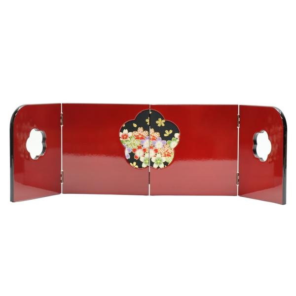 5000円以上お買上で北海道・沖縄・離島を除き国内送料無料(運賃弊社負担）アウトレット品。見本使用、展示品です。アウトレット品 雛人形 三月屏風 屏風のみ 8号 (黒/赤) 黒赤欄桜 四曲屏風 飾り幅65〜75cm (23a-ya-0021...