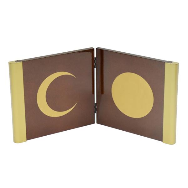 アウトレット品。見本使用、展示品です。アウトレット品 屏風 屏風のみ 29cm 二曲屏風 梨地折 日月 金地柱 幅50〜55cm (23a-ya-0162) インテリア ディスプレイ 見切処分品